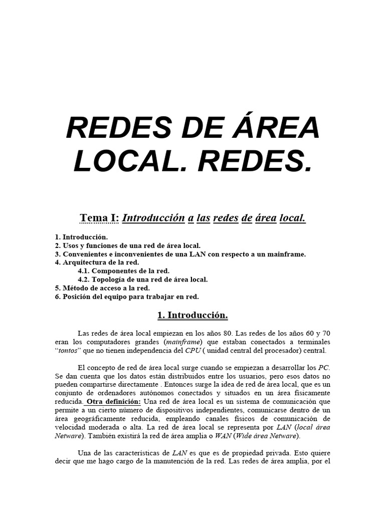 Redes de Area Local | PDF | Red de computadoras | Topología de la red