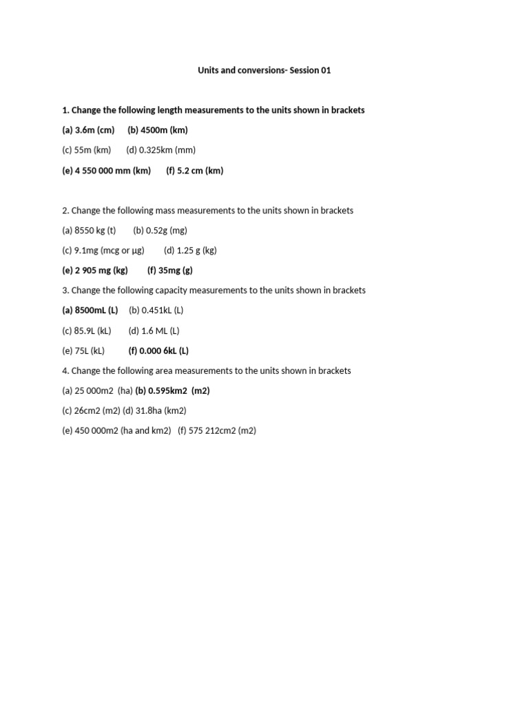 Units and Conversions Guide | PDF