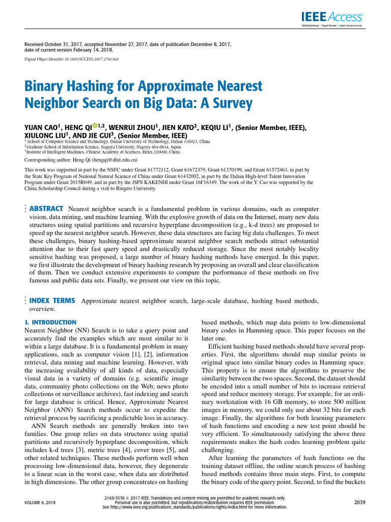 Binary Hashing For Approximate Nearest Neighbor Search On Big Data A 0709
