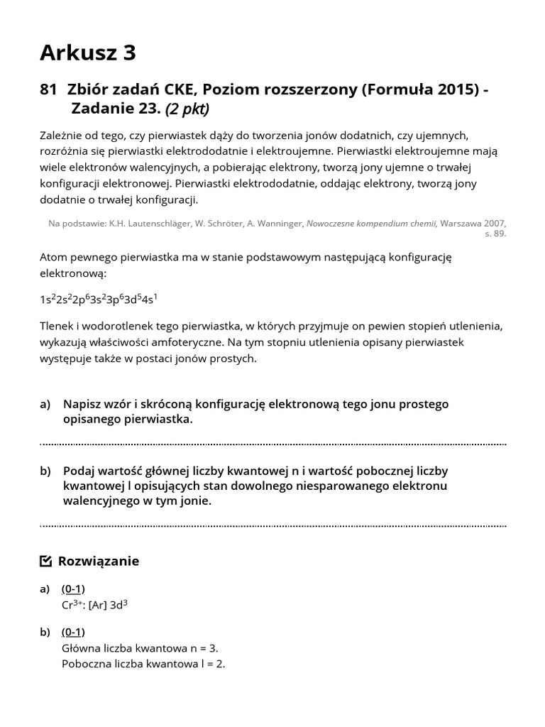 Arkusz 3 (Budowa Atomu) | PDF