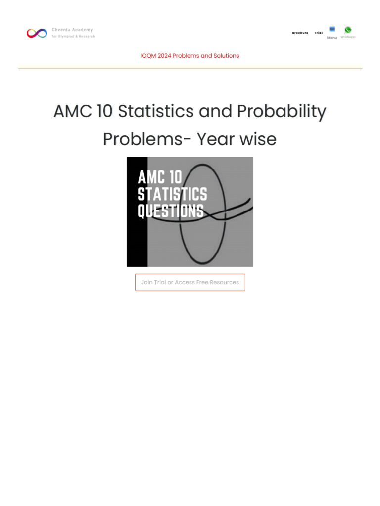 AMC 10 Statistics and Probability Problems - Year Wise - Cheenta ...