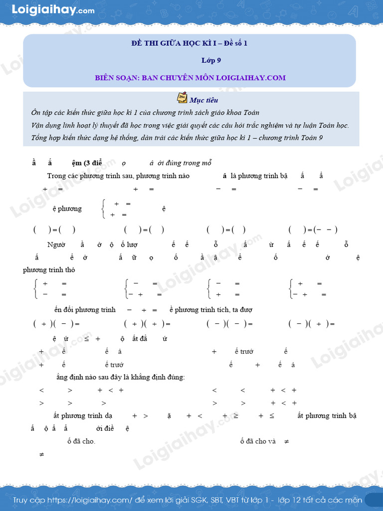 De Thi Giua Ki 1 Toan 9 de So 1 1726743890 Trang | PDF