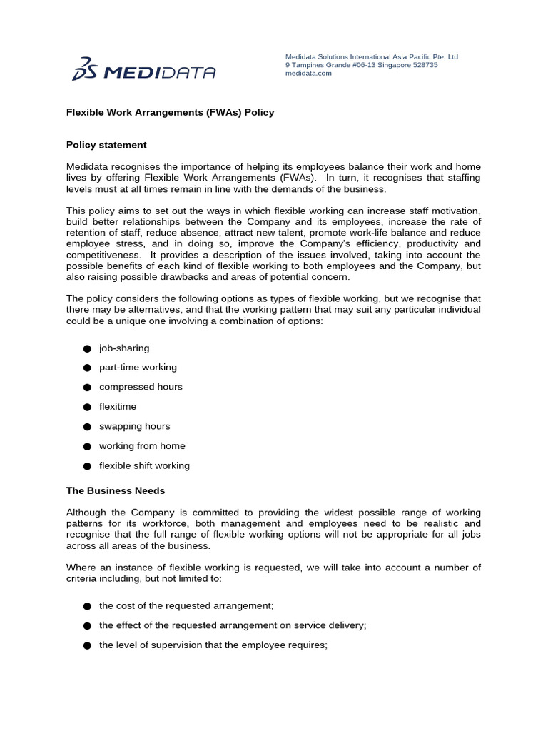 Singapore FWAs Policy | PDF | Employment | Business