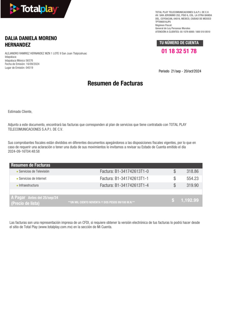 TP FacturaResidencial4 B1-341742613T1 | PDF | Factura | Documentos ...
