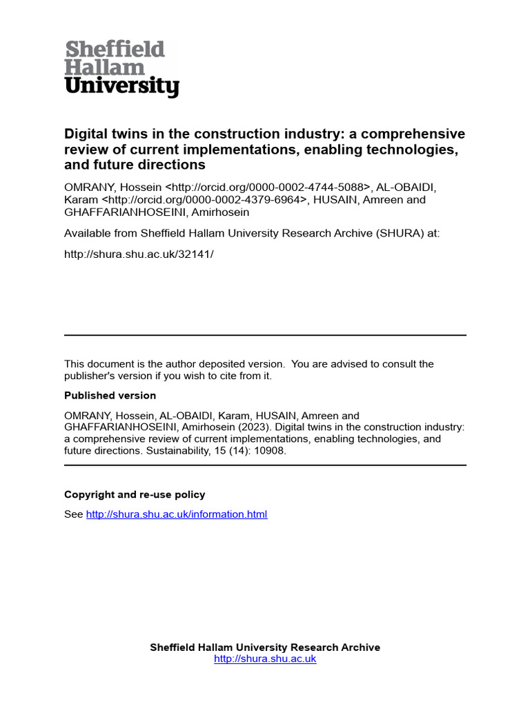 Digital Twins in Construction: Current Trends | PDF | Gross Domestic ...