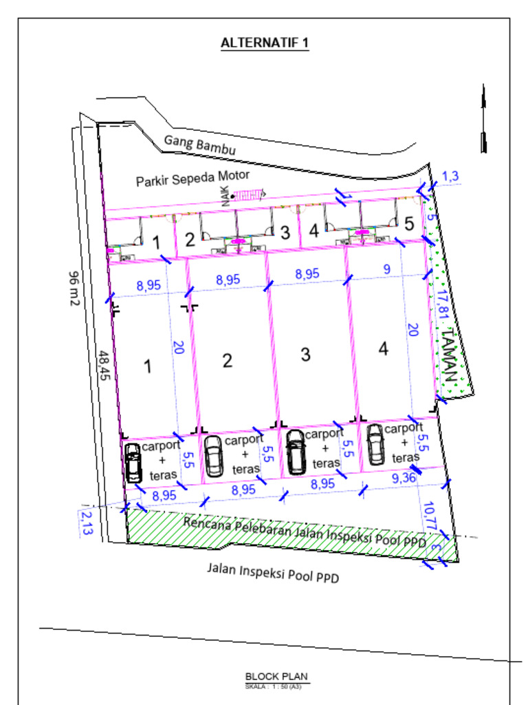 Blok Plan Alt 1 Rmh Tinggal Bpk Beni | PDF