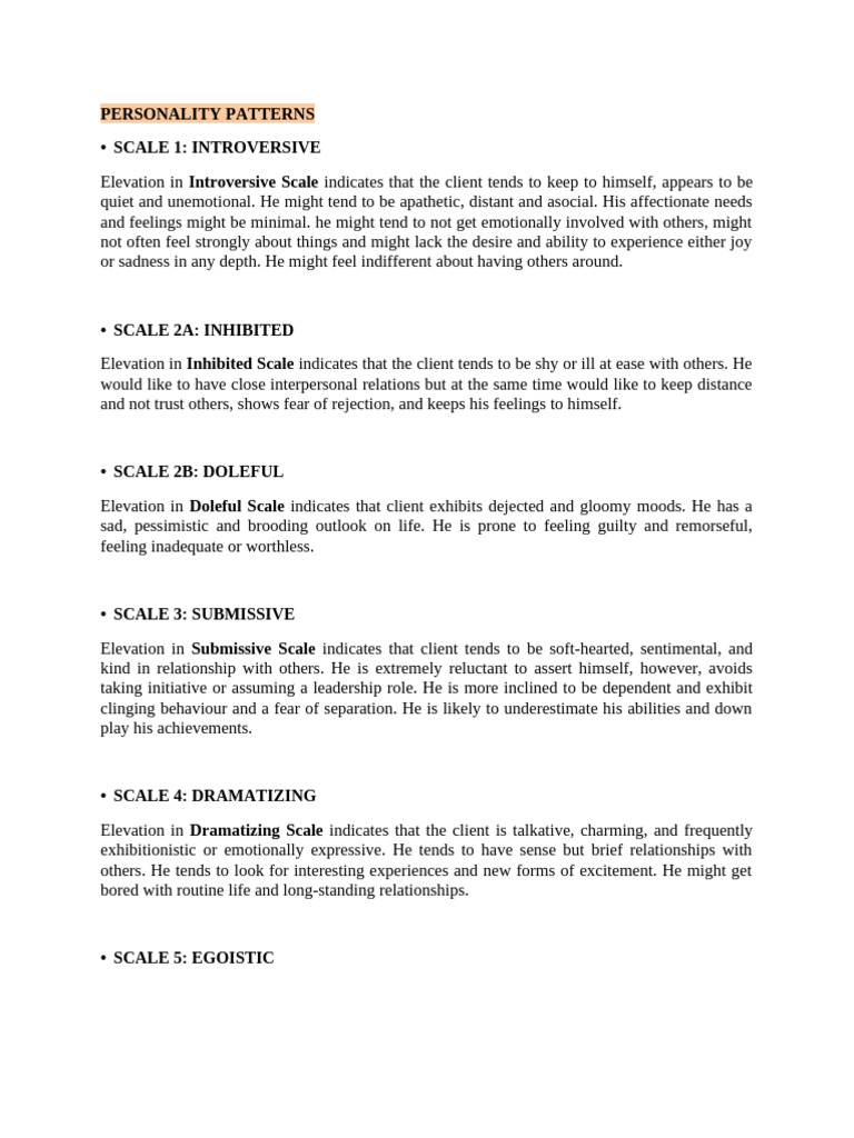 MACI Interpretation | PDF | Borderline Personality Disorder | Substance ...