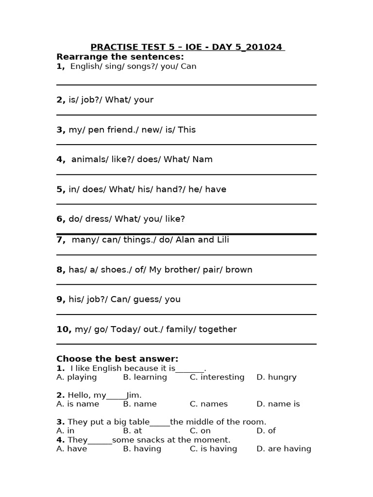 PRACTISE TEST 5 – IOE | PDF