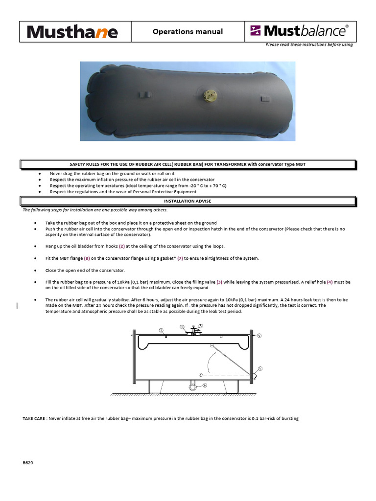 air-cells-rubber-bags-operations-manual-mbt-type | PDF | Valve | Pump