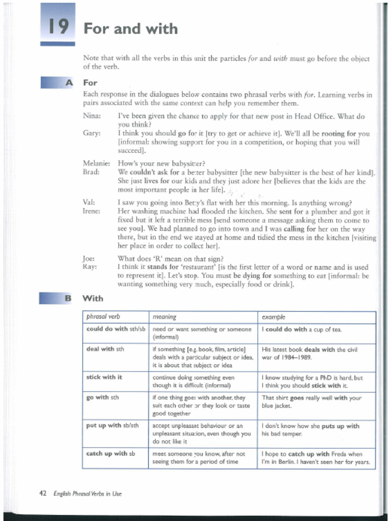 Phrasal Verbs in Use-Interm - 19-For and With | PDF