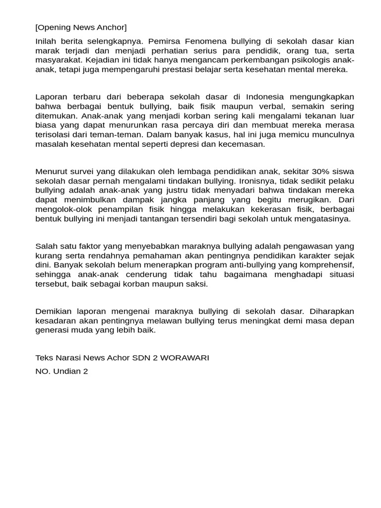 TEKS NEWS ANCHOR-SDN 2 WORAWARI | PDF
