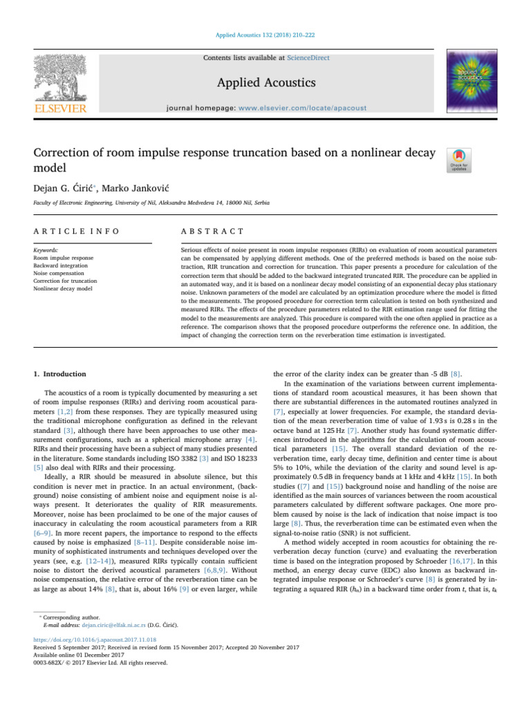 Correction of Room Impulse Response Truncation Based On A Nonlinear ...
