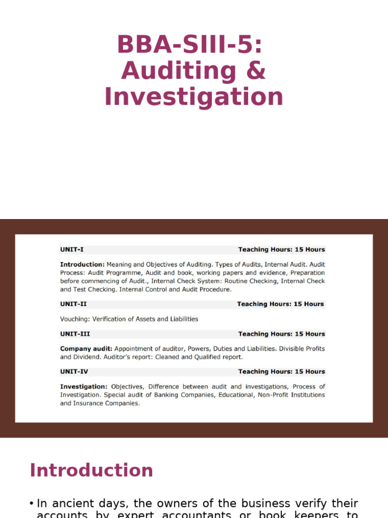 Unit I Auditing | PDF | Audit | Expense