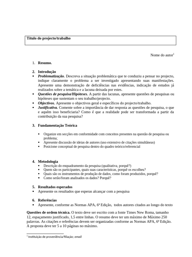 Estrutura Do Projecto De Pesquisa Pdf