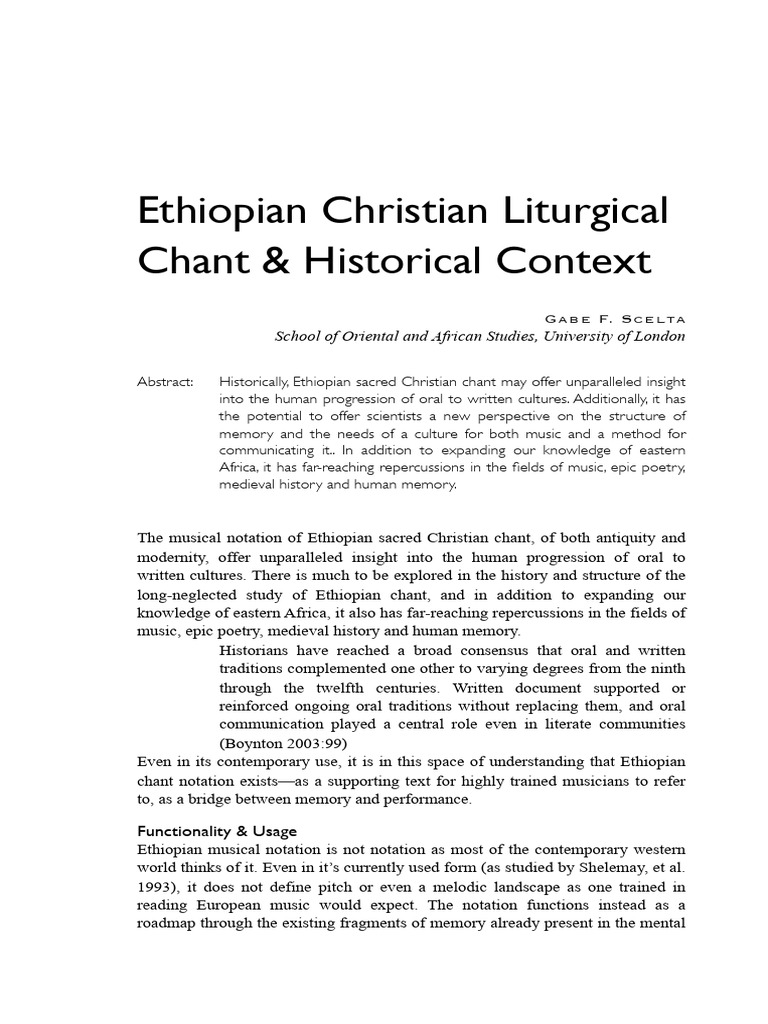 Ethiopian Christian Liturgical Chant And | PDF | Gregorian Chant ...