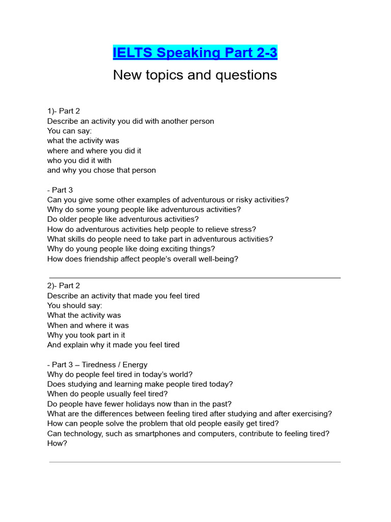 IELTS Speaking Topics and Questions Guide | PDF | Invention