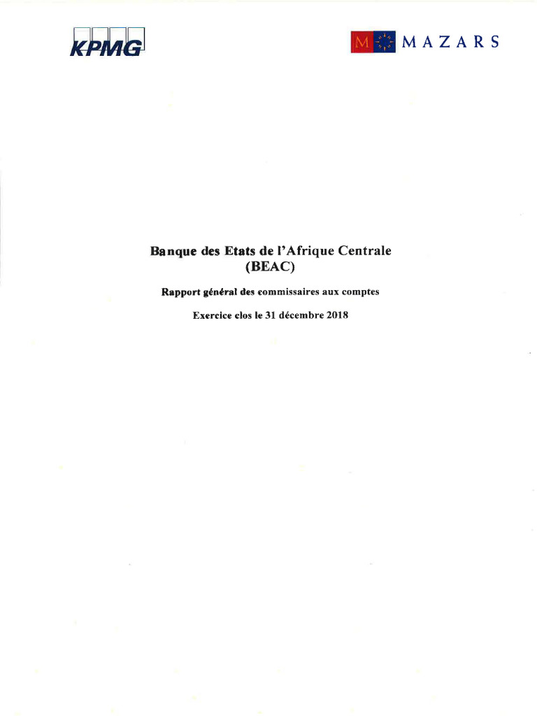 BEAC Rapport Général Des CAC 2018 | PDF