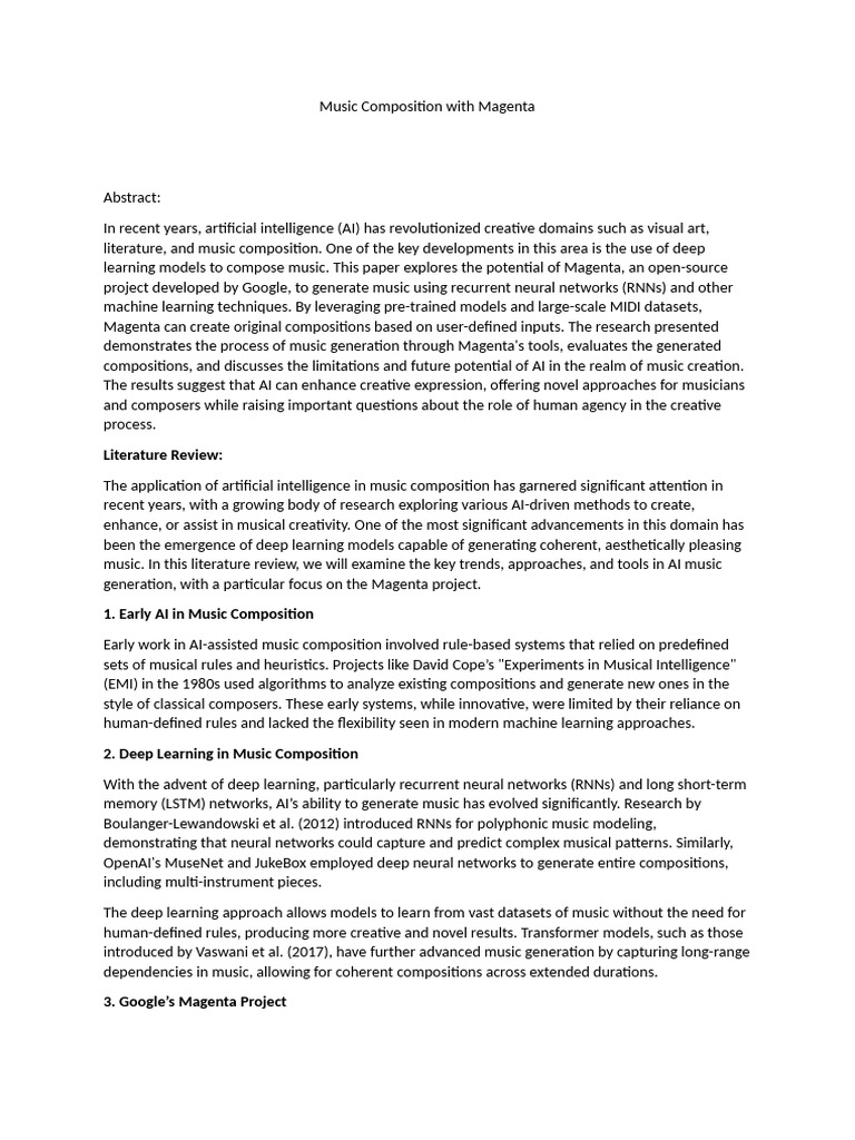 Music Compostion With Magenta | PDF | Artificial Intelligence | Intelligence (AI) & Semantics
