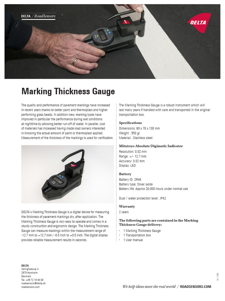 Road Marking Thickness Gauge-Flyer. | PDF