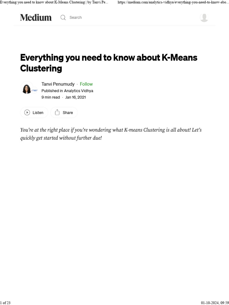 Everything You Need To Know About K-Means Clustering - by Tanvi ... Everything You Need To Know About K-Means Clustering - by Tanvi ...