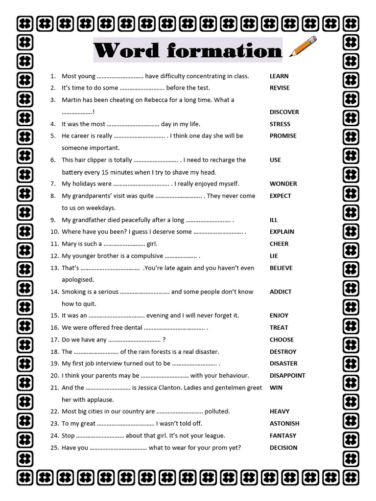 Word Formation Exercises for Students | PDF