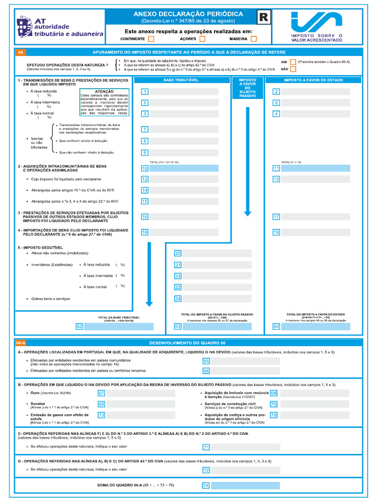 Declaração periódica de IVA - anexo R | PDF | Imposto sobre Valor ...