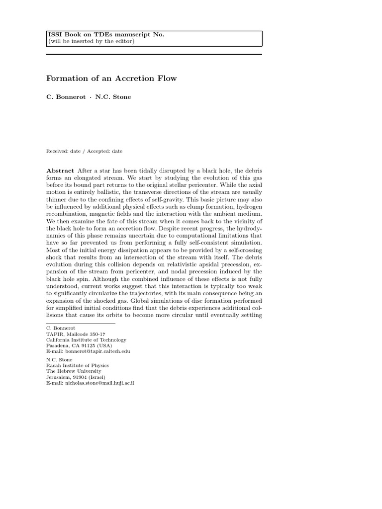 Formation of An Accretion Flow | PDF | Black Hole | Orbit