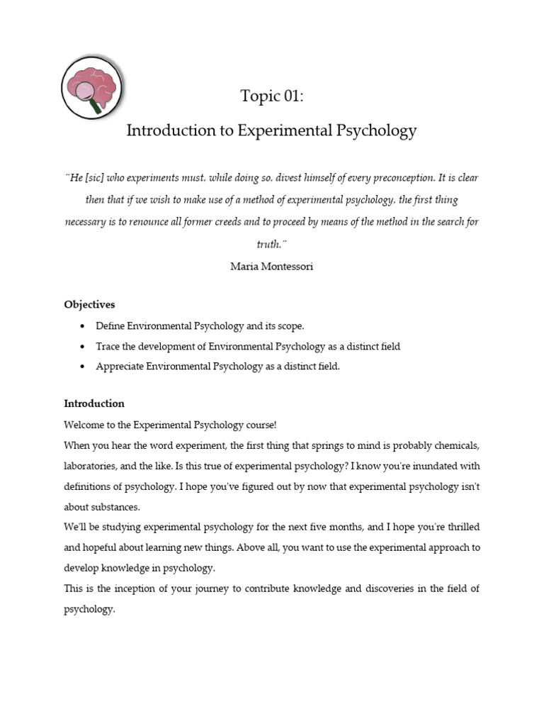 PSYCH202 Topic 1 - Intro To Experimental Psychology | PDF | Experiment | Psychology