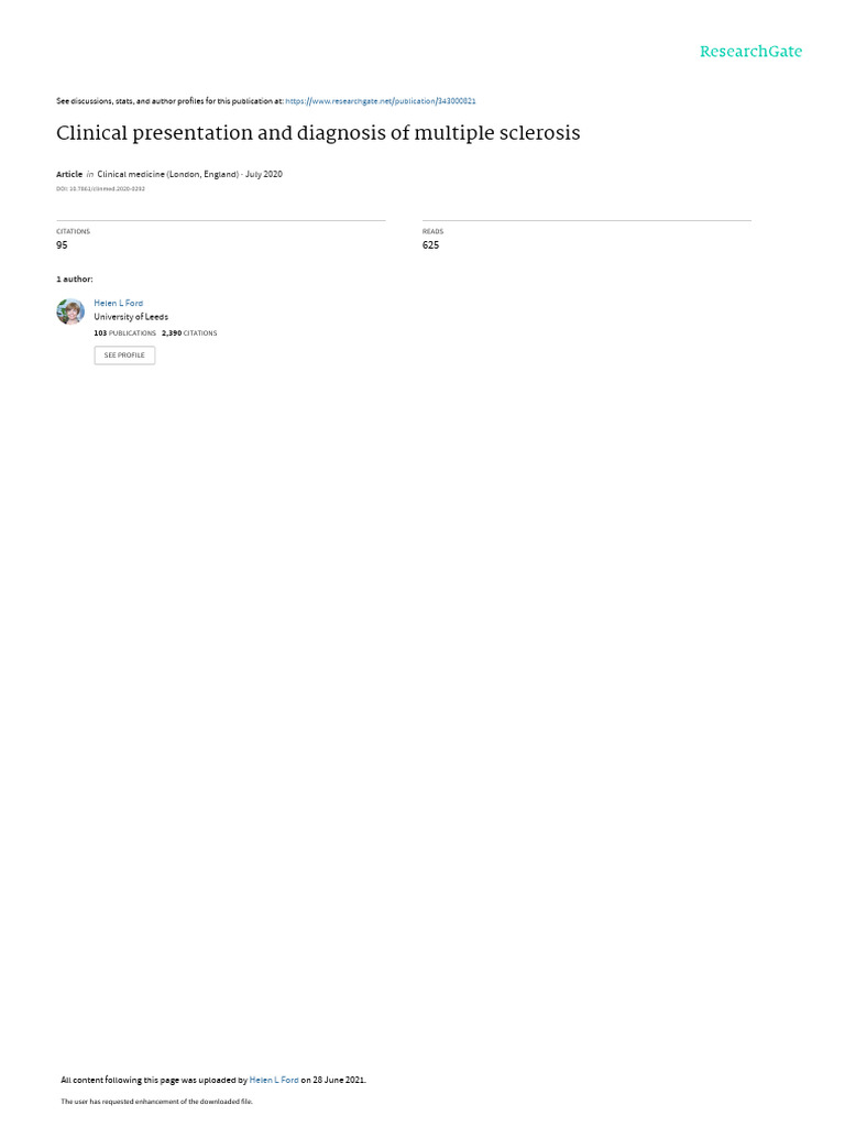 Clinical Presentation and Diagnosis of Multiple SC | PDF | Multiple ...