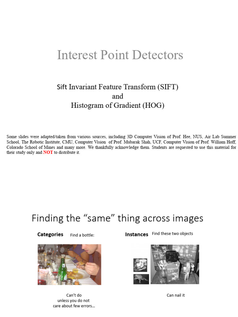 Lec4_SIFT_HoG | PDF | Computer Vision | Computer Graphics