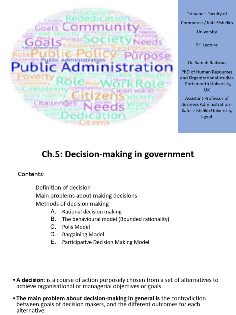 Ch.5 Decision-Making in Government | PDF | Decision Making | Rationality