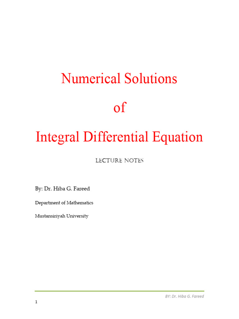 Lecture 1 | PDF | Teaching Mathematics | Integral Equation