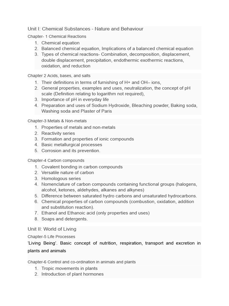 Science syllabus | PDF | Chemical Reactions | Chemical Compounds