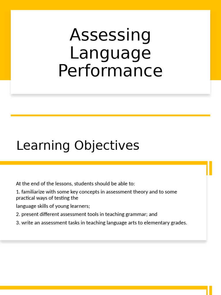 Assessing Language Performance | PDF | Educational Assessment | Teachers