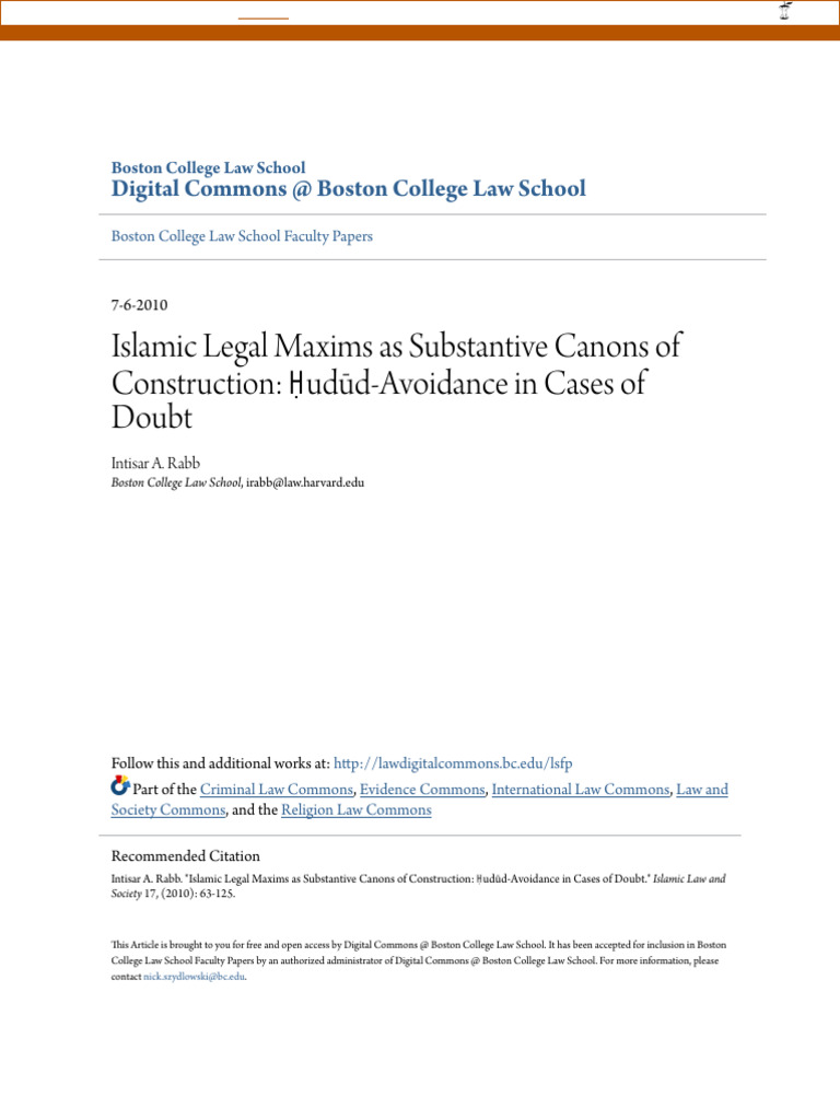 Islamic Legal Maxims As Substantive Canons of Construction: Udūd ...