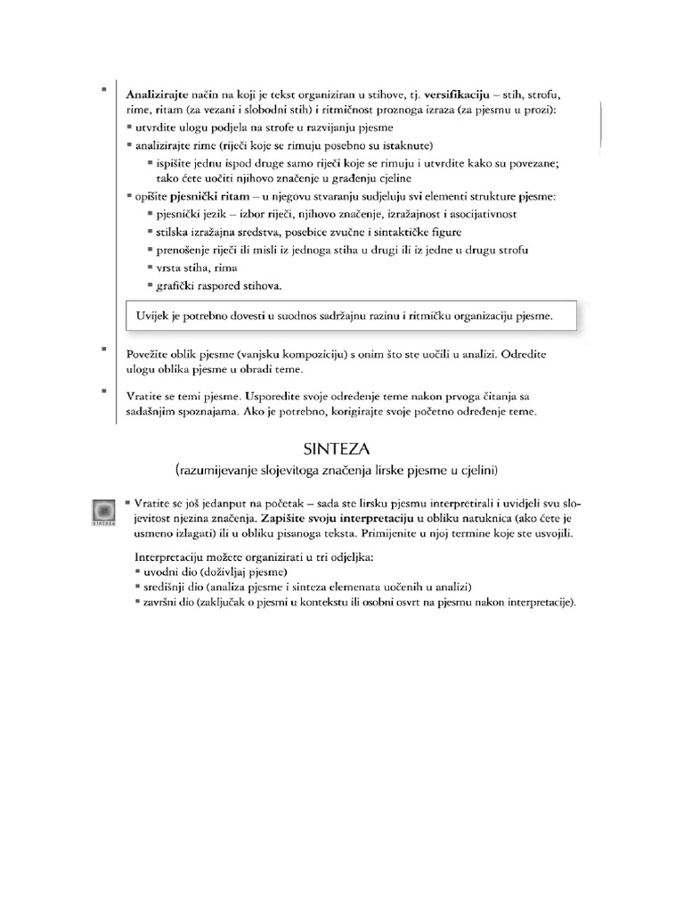 Analiza Lirske Pjesme | PDF