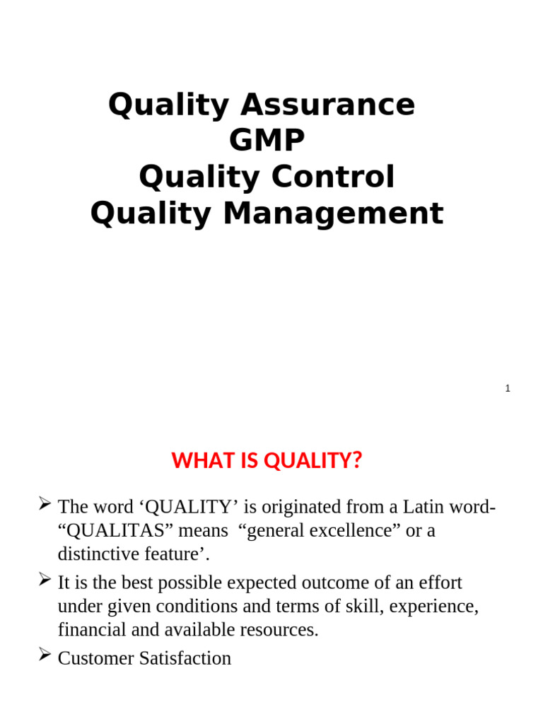 1- QA QC GMP QM | PDF | Quality Assurance | Quality Management