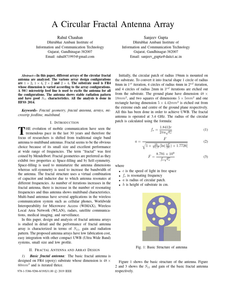 A Circular Fractal Antenna Array | PDF | Antenna (Radio) | Radio
