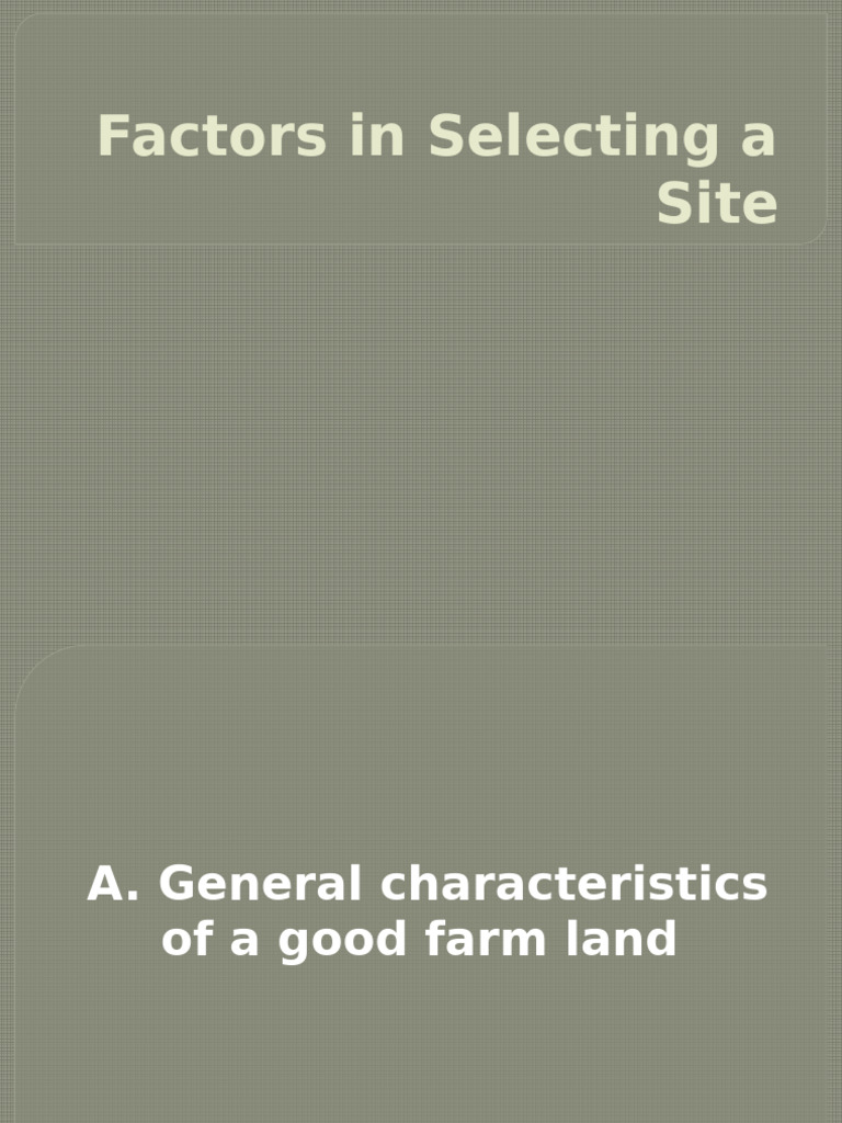 Selecting Ideal Farm Land Factors | PDF