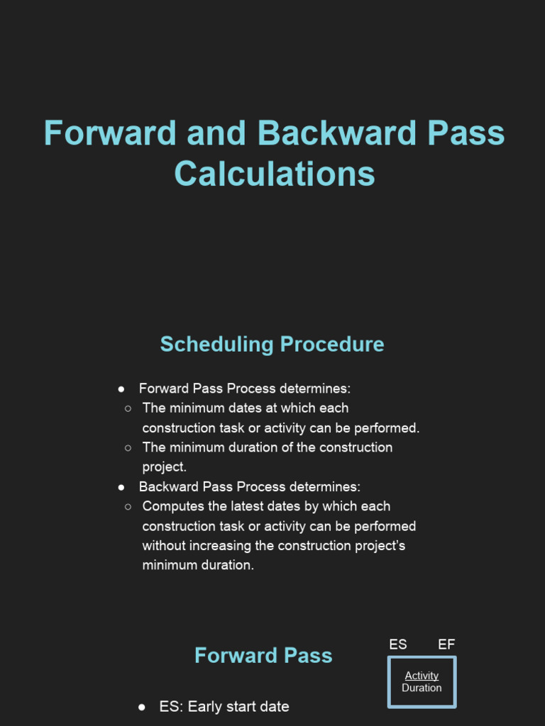 CM2 - W1 - Scheduling Procedure - Forward Pass and Backward Pass | PDF | Methodology ...