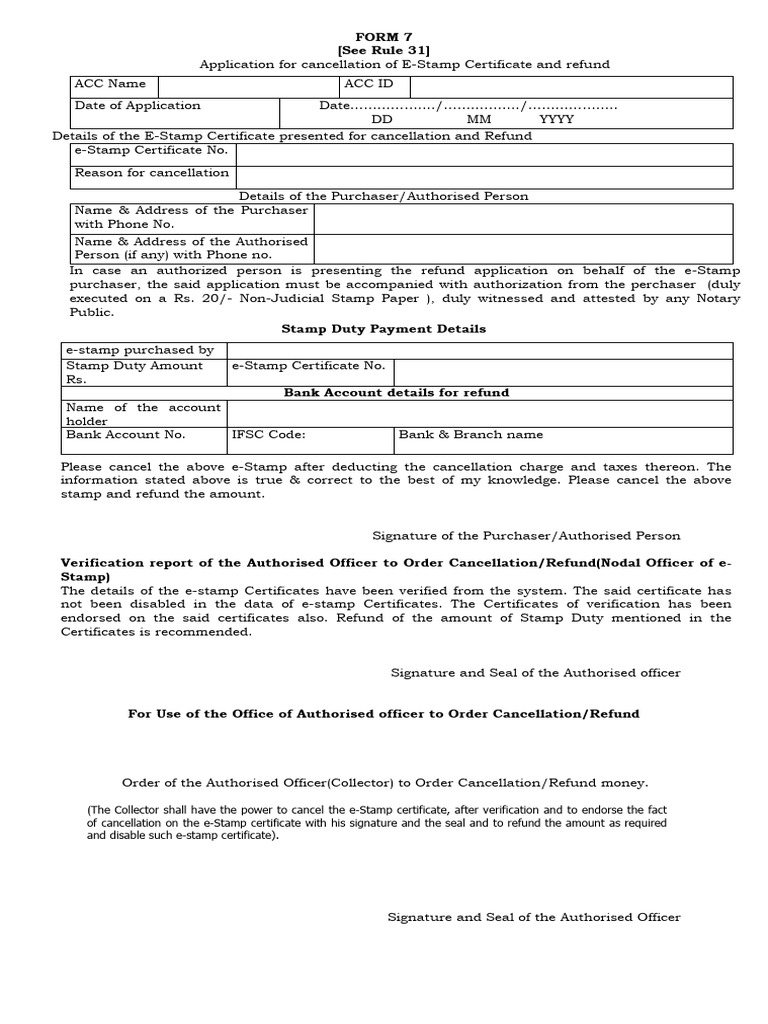 Cancellation form of e-Stamp | PDF | Taxes | Payments