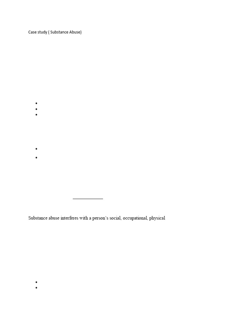 substance abuse case study | PDF | Substance Abuse | Mental Disorder