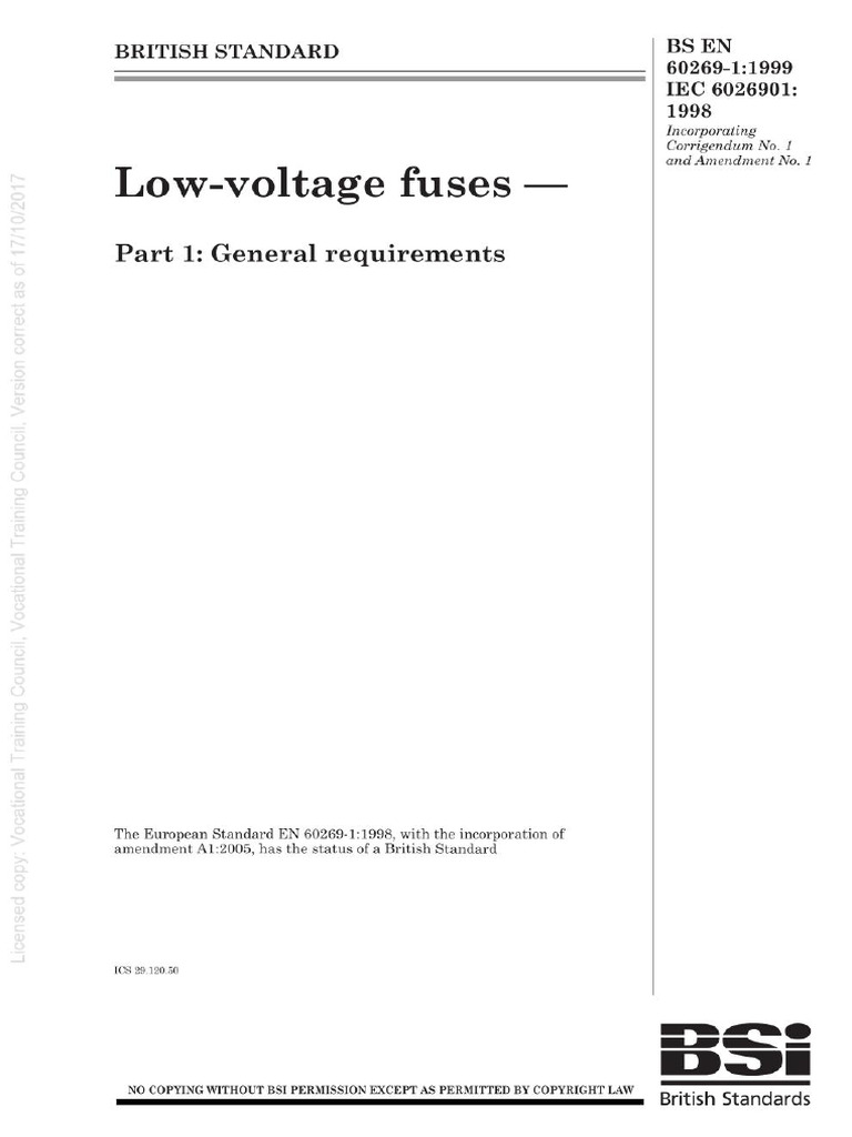 BS en 60269-1-1999 | PDF
