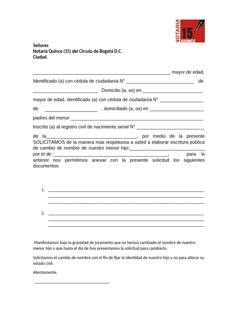 Formato Cambio de Nombre | PDF