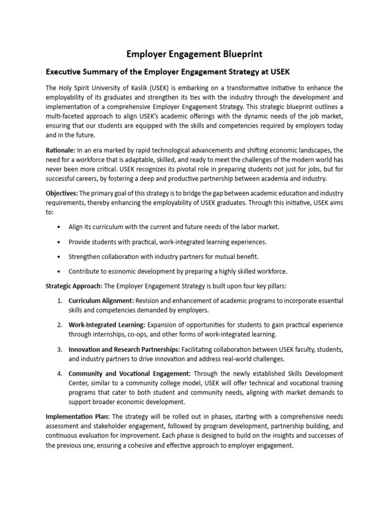 Employer Engagement Blueprint | PDF | Innovation | Employment