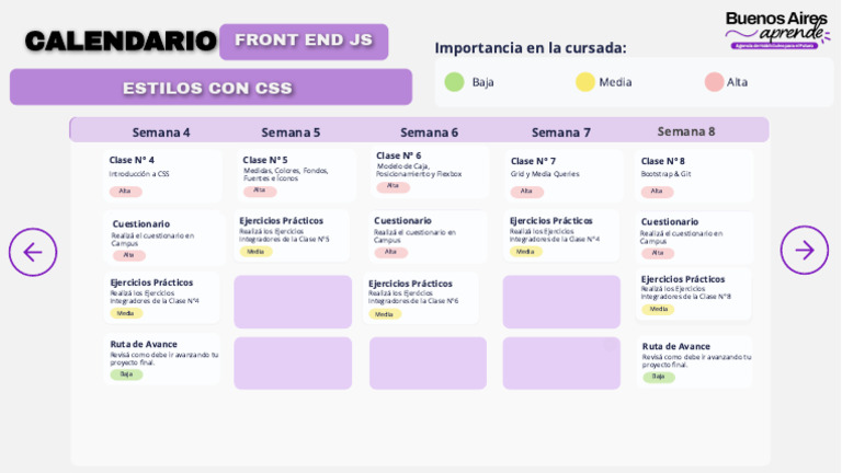 Calendario de Clases de CSS y JS | PDF | Diseño web | Hojas de estilo ...