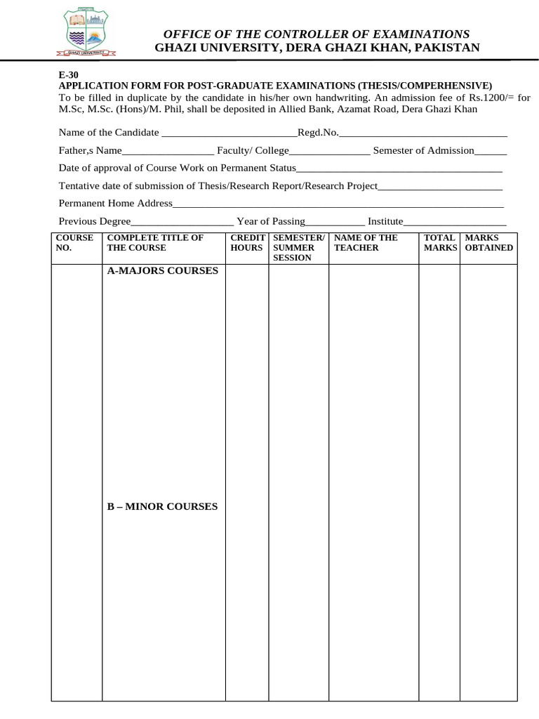 E-30-Form | PDF | Thesis