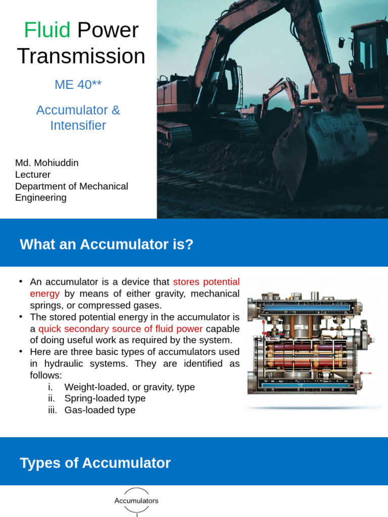Lecture on Accumulator and Intensifier | PDF | Pump | Piston