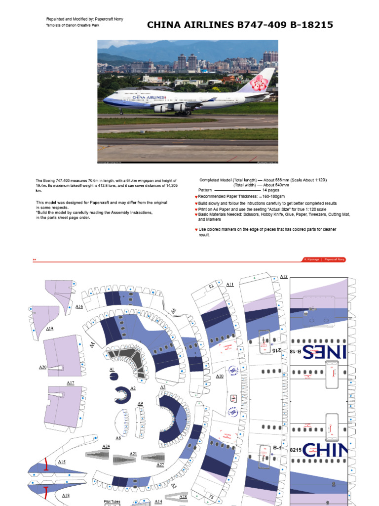 China Airlines B747 Papercraft Guide | PDF | Door