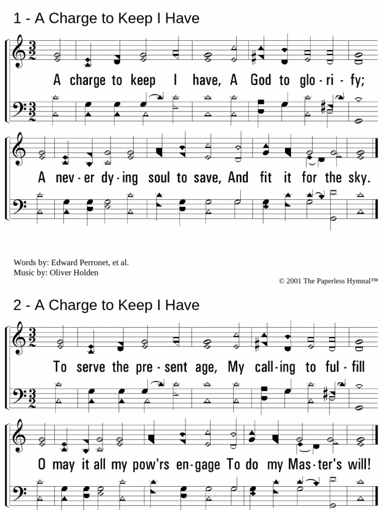 A Charge to Keep: Hymn Lyrics | PDF | Poetry